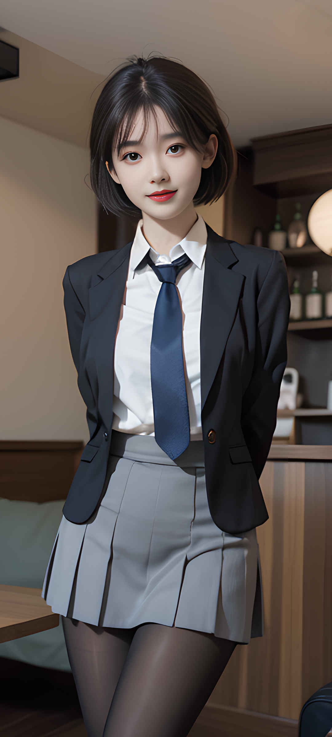 白色衬衫 百褶裙 黑色西服 动漫美女手机壁纸 壁纸高清